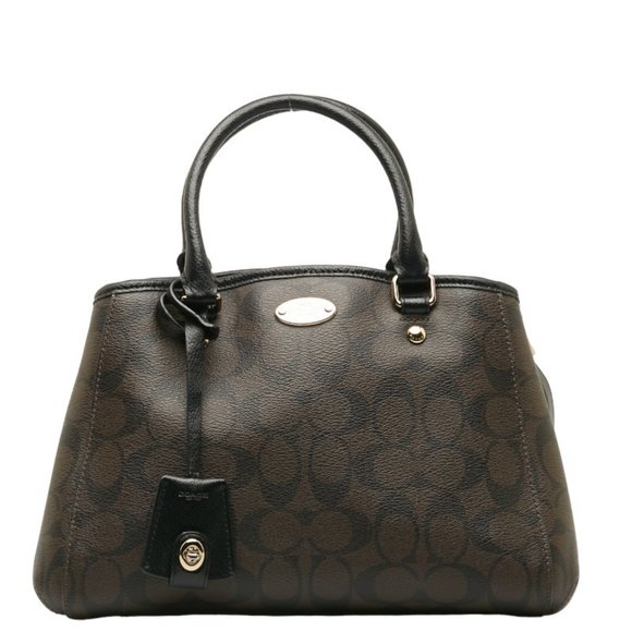 OTHERS | Bags | Coach Signature Handbag Brown Black Pvc Leather Womens ...